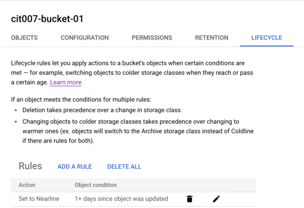 GCP GCS OBJECT LIFECYCLE - CIT007